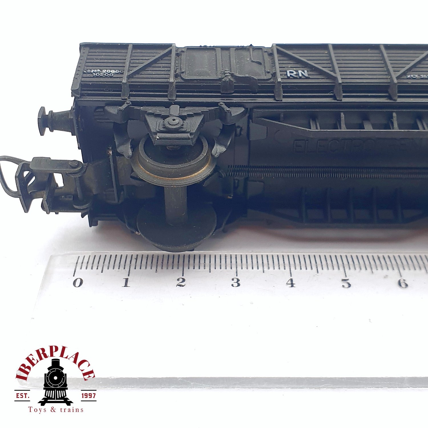 ♻️ 2da mano - DC Electrotren vagón de bordes altos con carga bidones d ...